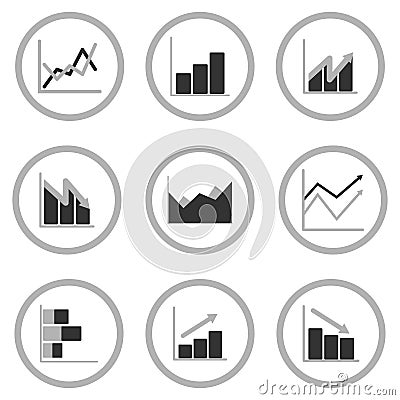 Business Graph Diagram Chart Icon Set For Design Presentation In , Mono ...