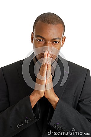 Business Man Praying Using Prayer Gesture Eyes Ope Stock Photo ...