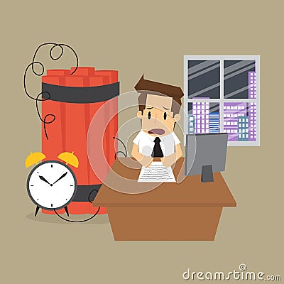 Business Man Working Within The Time Limit, A Time Bomb Stock Vector ...