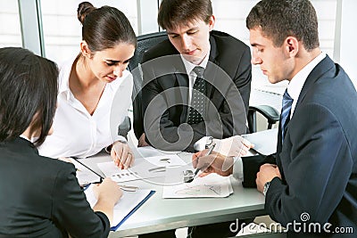 Business Meeting of 4 Persons - Isolated Stock Image - Image of ...
