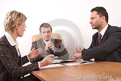 Business Meeting Of 3 Persons Royalty Free Stock Photo - Image: 535515