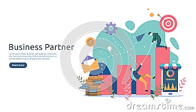 Business Partnership Relation Concept Idea With Tiny People Character ...