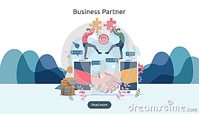 Business Partnership Relation Concept Idea With Tiny People Character ...