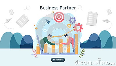 Business Partnership Relation Concept Idea With Tiny People Character ...