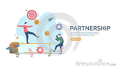 Business Partnership Relation Concept Idea With Tiny People Character ...