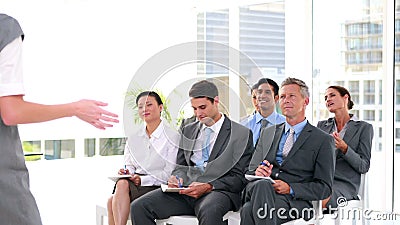 Business People Asking Question during Presentation Stock Footage ...