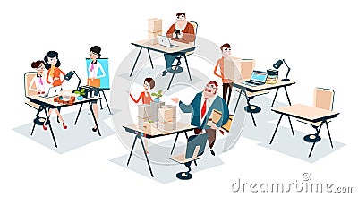 Business People Group Team Workplace Office Teamwork Cartoon Vector | CartoonDealer.com #79063129