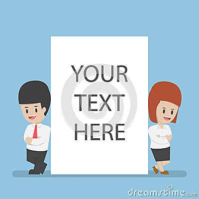 Business People Leaned Against Blank A4 Size Paper Cartoon Vector ...