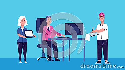 Business People Using Computers in the Office Characters Animated Stock ...