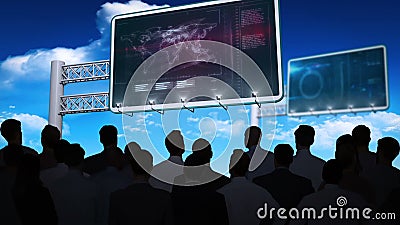 Business People Watching Data Interface on Billboard Stock Footage ...