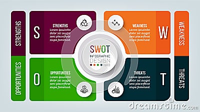 Business SWOT Infographic Template Design Cartoon Vector ...
