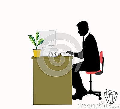 Man and computer stock vector. Illustration of businessman - 41308227