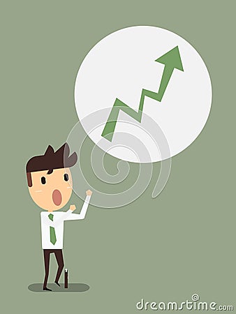Businessman Cheering For Positive Graph Vector Illustration ...
