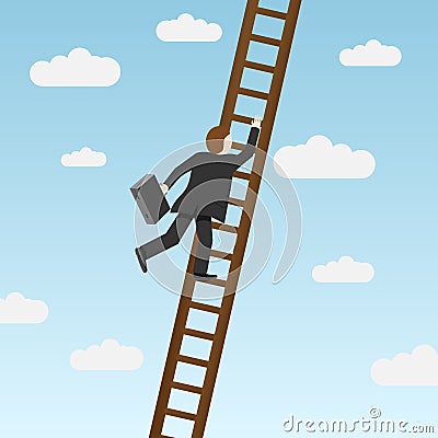 Businessman Climbing Ladder Cartoon Vector | CartoonDealer.com #18443157