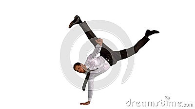 Businessman Doing Handstand with Legs Outstretched Stock Footage ...