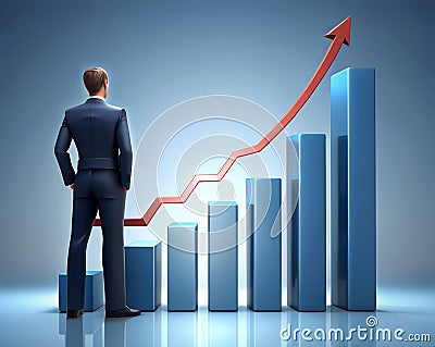 Businessman With Graph, Improvement Graph, AI, Increase, Growth Diagram ...