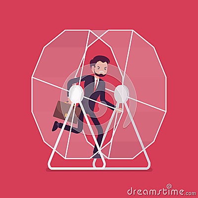Businessman In A Running Wheel Cartoon Vector | CartoonDealer.com ...