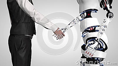 Businessman Shaking Hands with a Robot with Artificial Intelligence ...