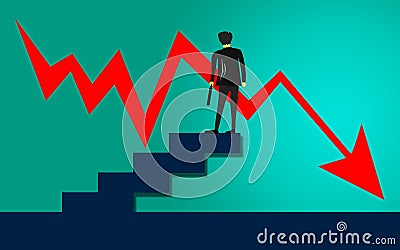 Businessman Standing In Front Of A Downward Line Graph Royalty-Free ...