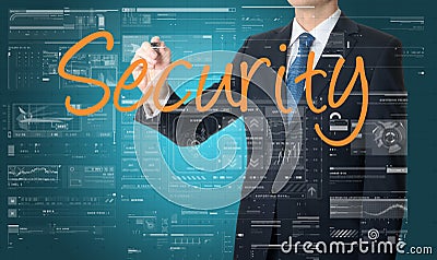 Businessman Writing Security And Drawing Some Sketches Royalty-Free ...