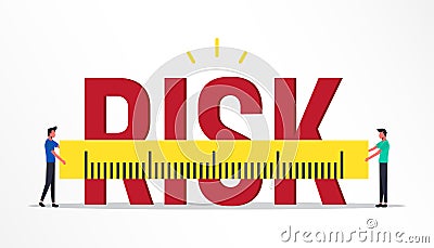 Businessmen Measure The Word Risk With Measuring Ruler Cartoon Vector ...