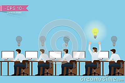 Businessmen Sitting By The Creative Work By Displaying The Concrete In ...