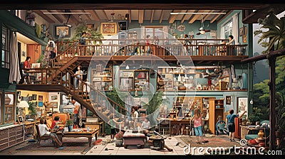 Bustling Busy House Royalty-Free Illustration | CartoonDealer.com ...