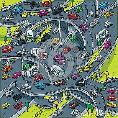 Busy Highway Intersection Stock Illustration - Image: 41571636
