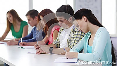 Busy Students with Textbooks at School Stock Video - Video of lesson ...