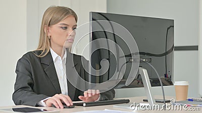 Busy Young Businesswoman Using Desktop Computer Stock Footage - Video ...