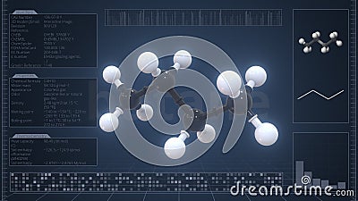 Butane Molecule with Description on the Computer Screen, Loopable 3d ...