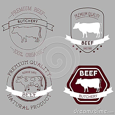 Butcher Cow Labels Cartoon Vector | CartoonDealer.com #53358577