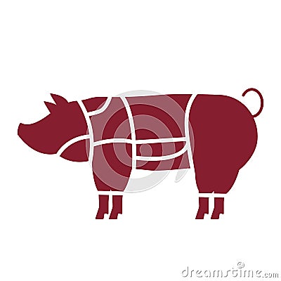 Butchering A Pig At A Slaughterhouse. Icon In Flat Style Cartoon Vector ...