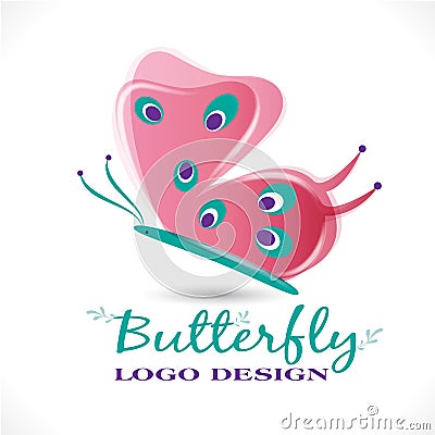 Logo Butterfly Pink Color Beautiful Logo Vector Illustration ...