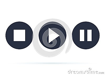 Button Player Icon. Stop Play And Pause Buttons For Web Design. Video ...