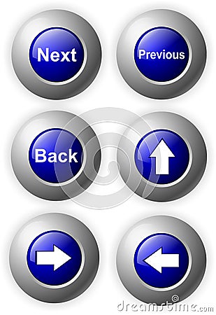 Buttons Glossy Blue Arrows Next Back Stock Image - Image: 13853181