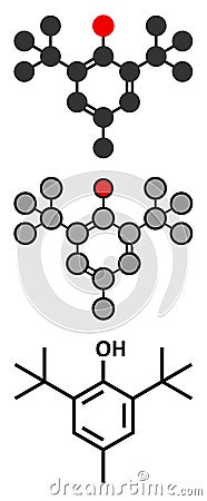 Butylated Hydroxytoluene BHT Antioxidant Molecule. Stylized 2D ...