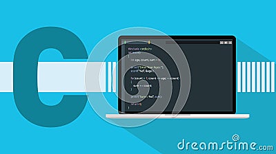 C Sharp Programming Language With Laptop And Code Script On Screen Royalty-Free Illustration ...