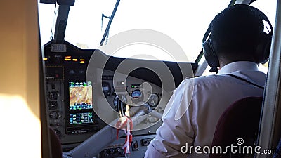 Cabin pilots in the plane stock video. Video of aviation - 105073197