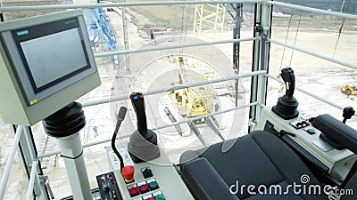 Cabin To Control the Crane. View from the Crane Operator Working Place ...