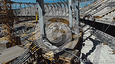 Cable-stayed Roof Structures of a Football Stadium Stock Footage ...