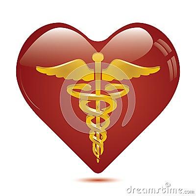 Caduceus In Heart Medical Symbol . Stock Image - Image: 29536391