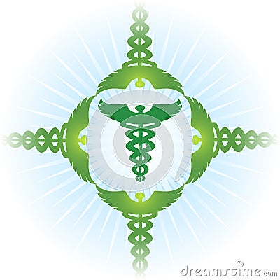 Caduceus Medical Symbol - Green Set Vector Illustration | CartoonDealer ...