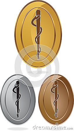 Caduceus Medical Symbol - Oval Single Snake Vector Illustration ...