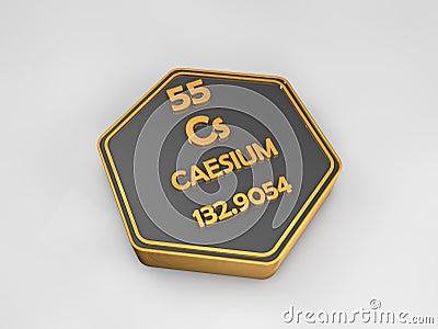 Caesium - Cs - Chemical Element Periodic Table Hexagonal Shape Stock ...