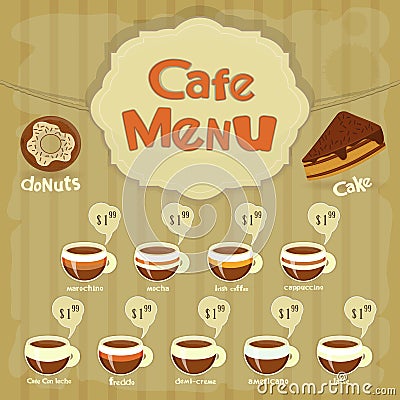 Cafe Menu Card With Types Of Coffee Stock Photos - Image: 26929373