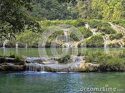 Cahabon River, Forms Numerous Cascades, Semuc Champey, Guatemala Stock ...