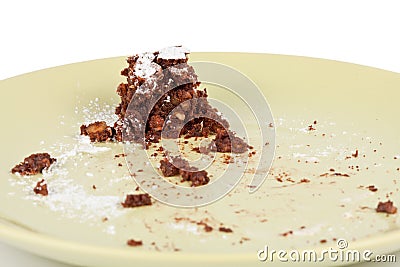 Cake Crumbs Leftovers On Green Plate On White Royalty-Free Stock Photo ...