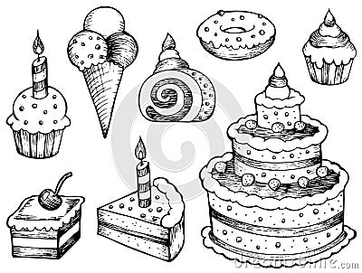 Cakes Drawings Collection Stock Images - Image: 22439034