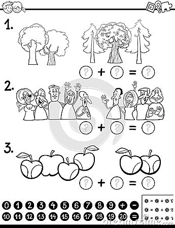 Calculating Maths Activity Coloring Page Cartoon Vector | CartoonDealer ...